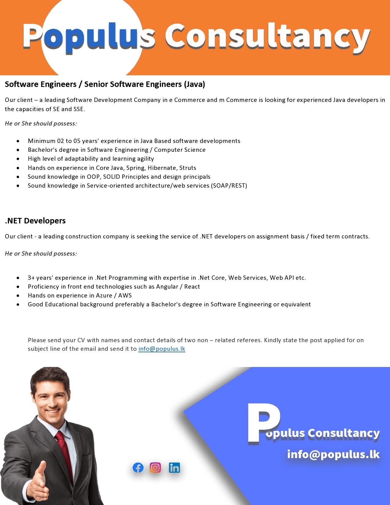 Software Engineers / Senior Software Engineers (Java) | No Blog Title Set